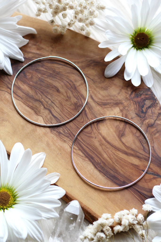 Large + Skinny Silver Hoops – Malabella Jewels
