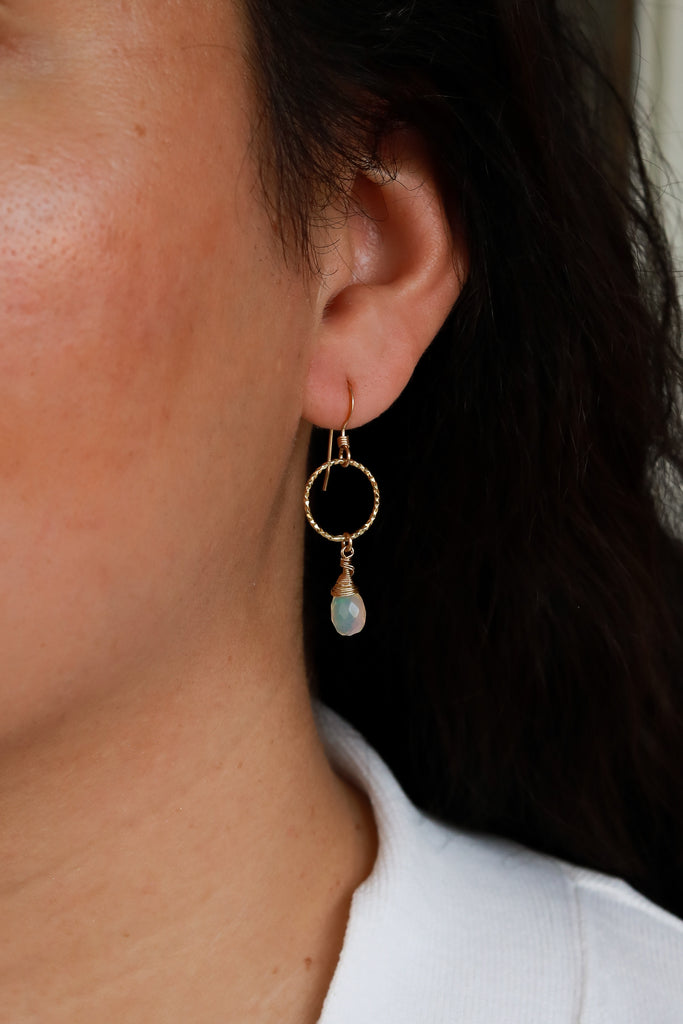 Opal Pixie Gold Hoop Earrings – Malabella Jewels